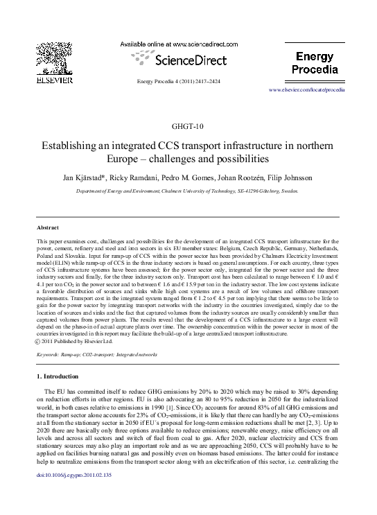 (PDF) Establishing an integrated CCS transport infrastructure in ...
