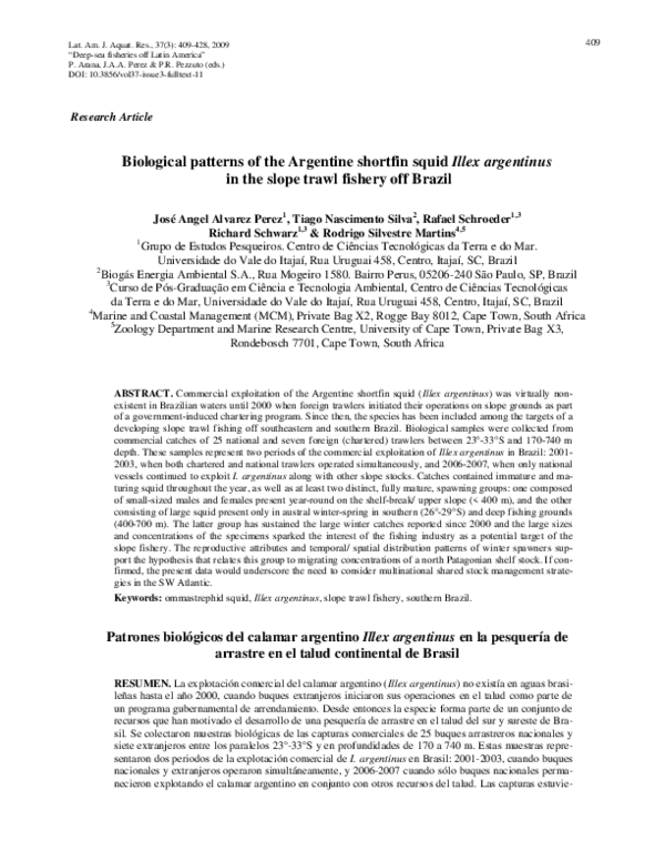 (PDF) Biological patterns of the Argentine shortfin squid Illex ...