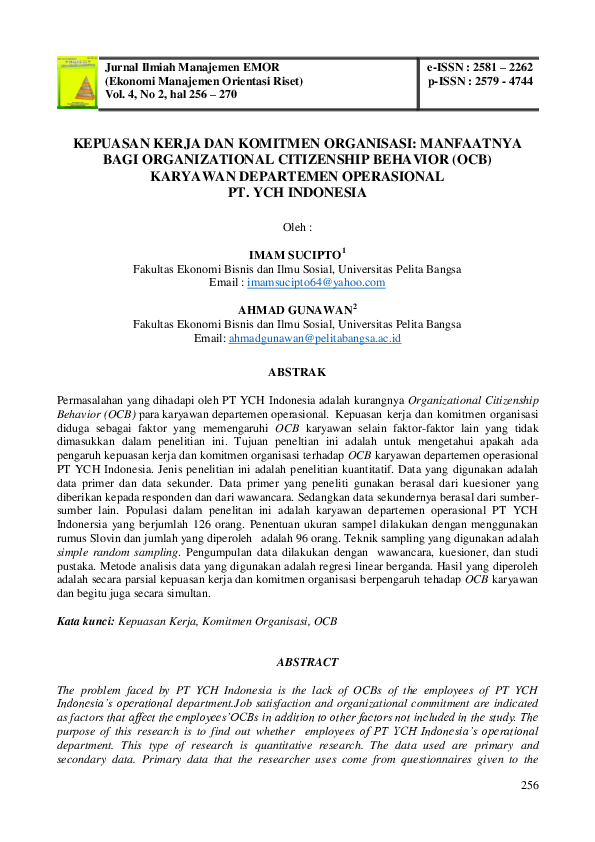 (PDF) Kepuasan Kerja Dan Komitmen Organisasi: Manfaatnya Bagi ...