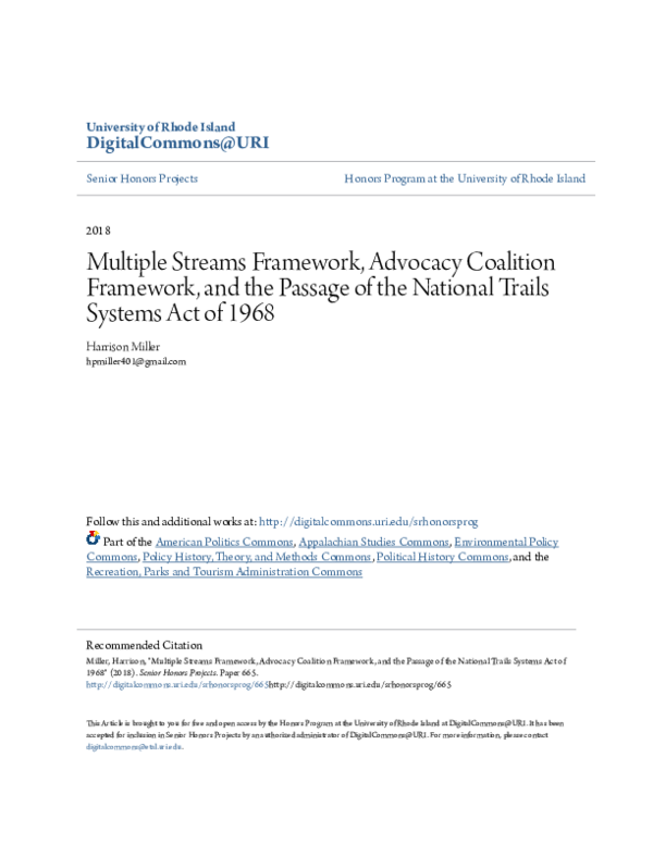 (PDF) Multiple Streams Framework, Advocacy Coalition Framework, and the ...