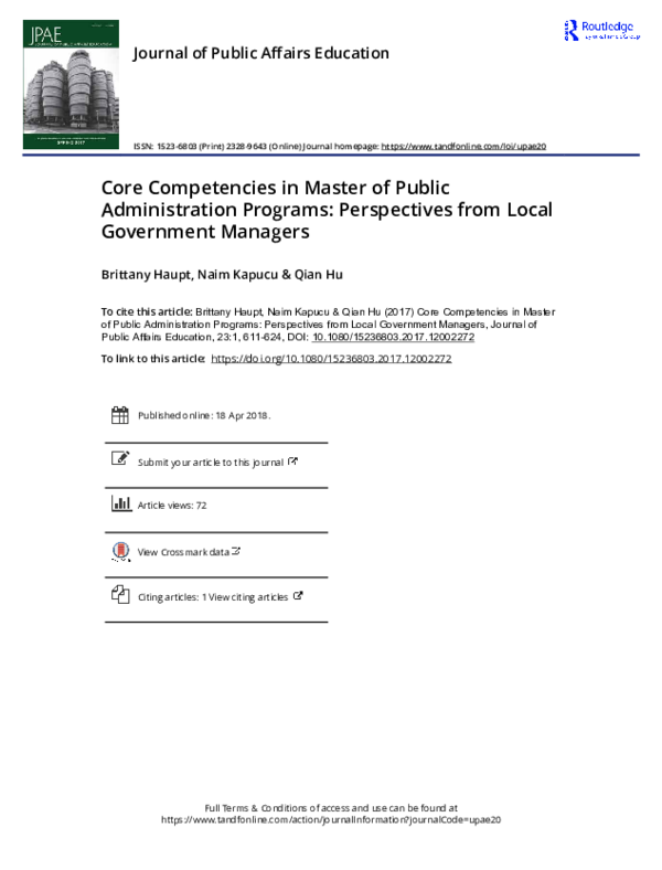 (PDF) Core Competencies in Master of Public Administration Programs ...