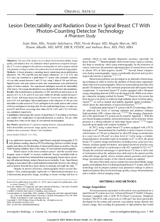 (PDF) Lesion Detectability and Radiation Dose in Spiral Breast CT With Photon-Counting Detector ...