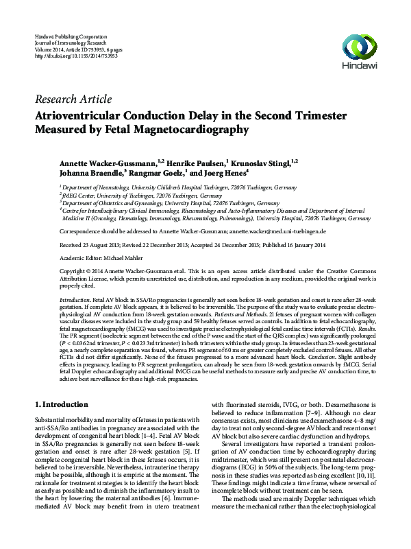 (PDF) Atrioventricular Conduction Delay in the Second Trimester ...