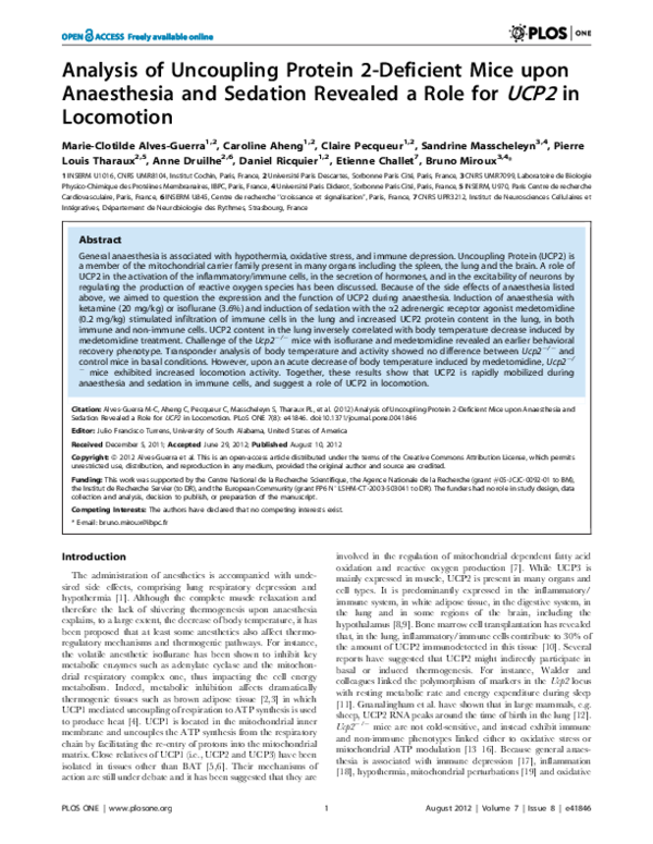 (PDF) Analysis of uncoupling protein 2-deficient mice upon anaesthesia ...