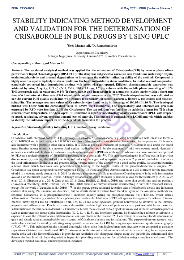 (PDF) Stability Indicating Method Development and Validation for the Determination of ...