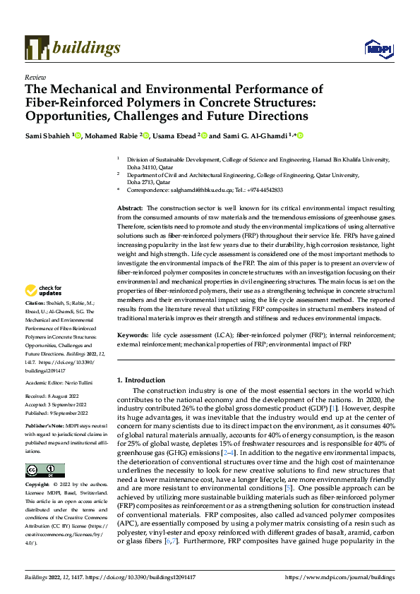 (PDF) The Mechanical and Environmental Performance of Fiber-Reinforced Polymers in Concrete ...