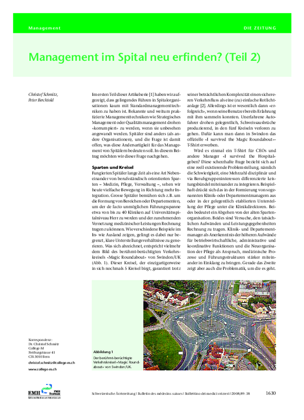 (PDF) Management im Spital neu erfinden? (Teil 2) | Christof Schmitz ...