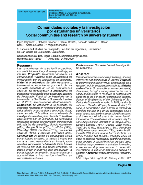 (PDF) Comunidades sociales y la investigación por estudiantes ...