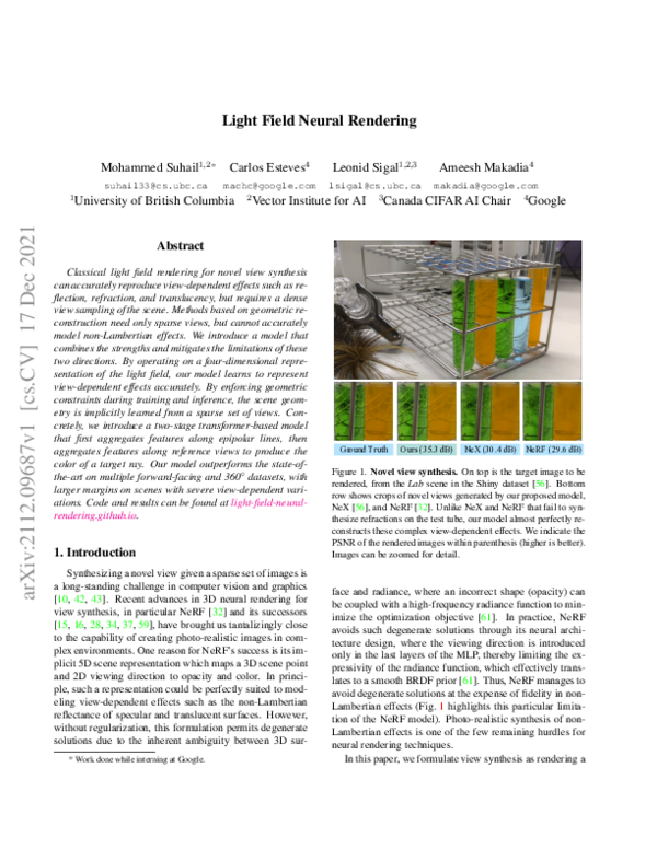 (PDF) Light Field Neural Rendering
