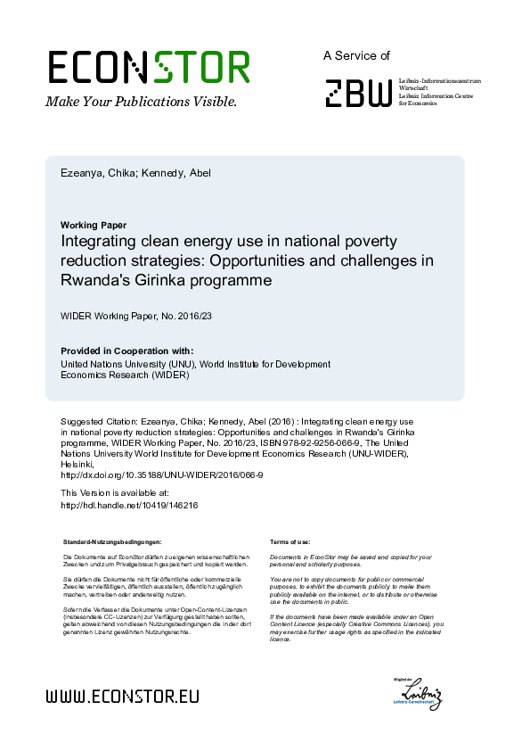 (PDF) Integrating Clean Energy Use in National Poverty Reduction Strategies