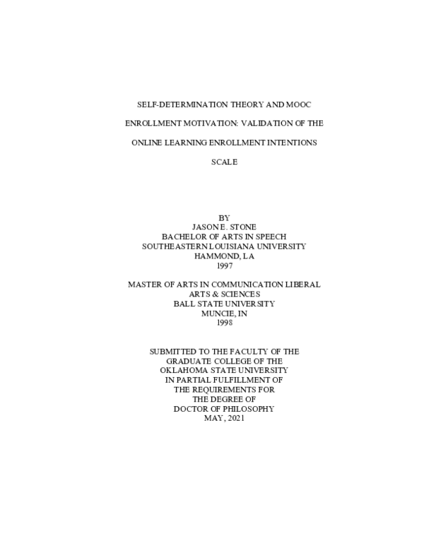 (PDF) Self-Determination Theory and MOOC enrollment motivation: Validation of the online ...