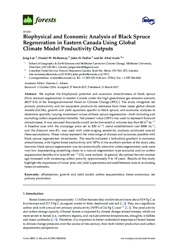 (PDF) Biophysical and Economic Analysis of Black Spruce Regeneration in ...