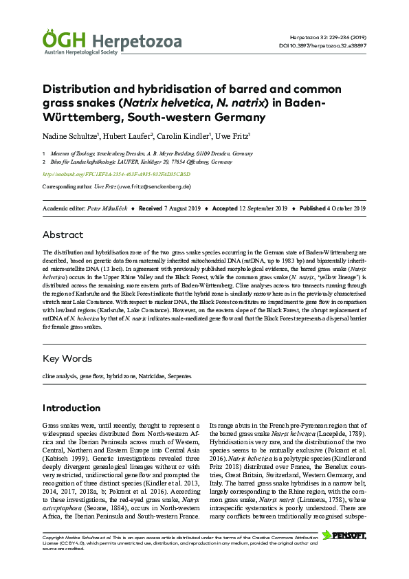 (PDF) Distribution and hybridisation of barred and common grass snakes ...