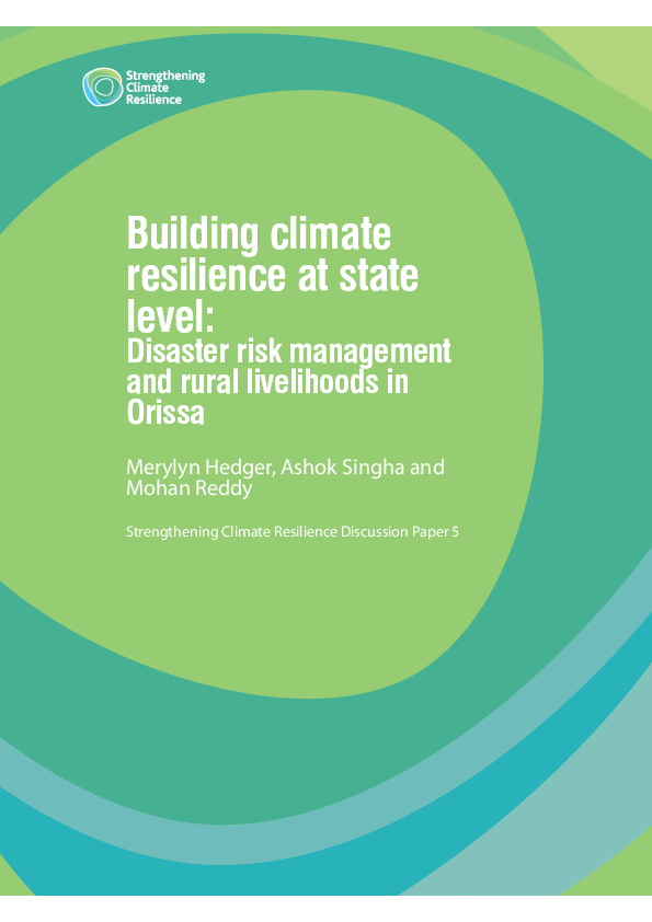 (PDF) Building climate resilience at state level: Disaster risk ...