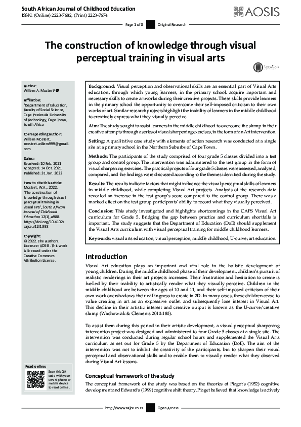 (PDF) The construction of knowledge through visual perceptual training ...