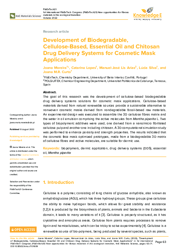 Development of Biodegradable, Cellulose-Based, Essential Oil and ...