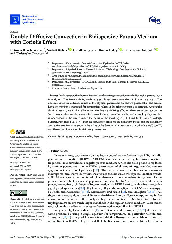 (PDF) Double-Diffusive Convection in Bidispersive Porous Medium with Coriolis Effect