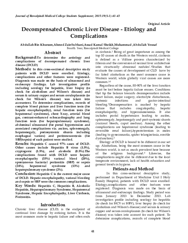 (PDF) Decompensated Chronic Liver Disease - Etiology and Complications