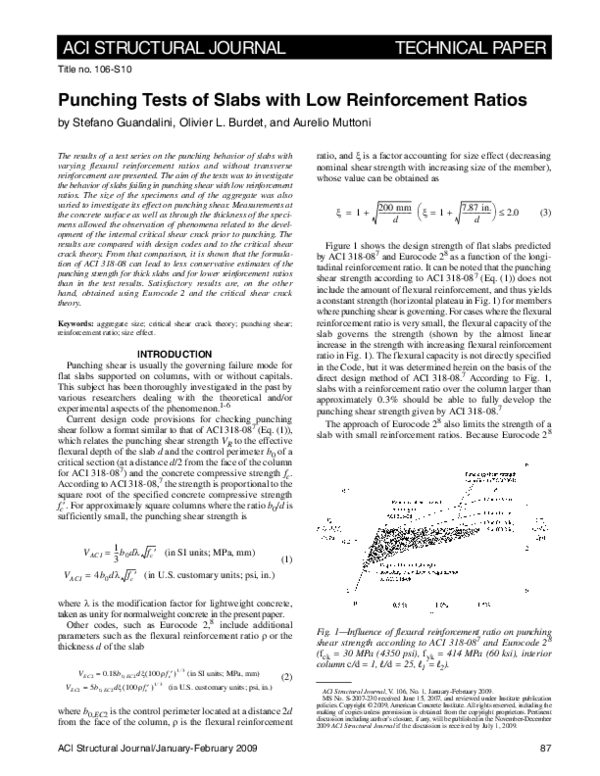 (PDF) Punching Tests of Slabs with Low Reinforcement Ratios