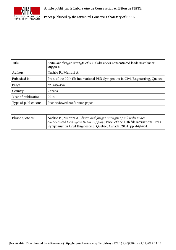 Pdf Static And Fatigue Strength Of Rc Slabs Under Concentrated Loads Near Linear Supports