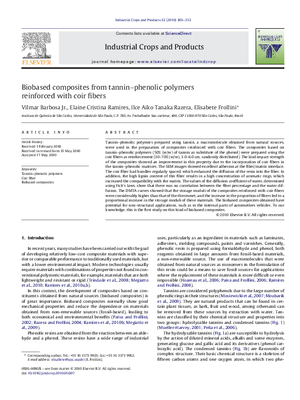(PDF) Biobased composites from tannin–phenolic polymers reinforced with ...