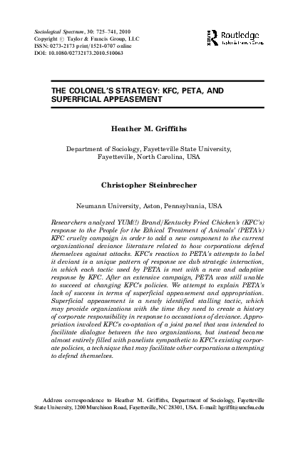 (PDF) The Colonel's Strategy: KFC, Peta, and Superficial Appeasement