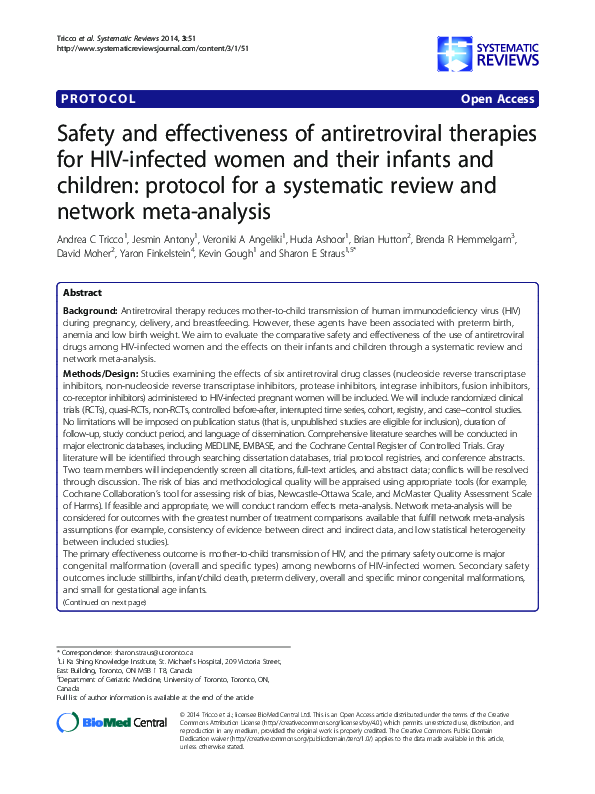 (PDF) Safety and effectiveness of antiretroviral therapies for HIV ...