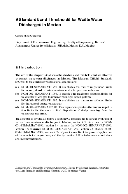 (PDF) Standards and Thresholds for Waste Water Discharges in Mexico