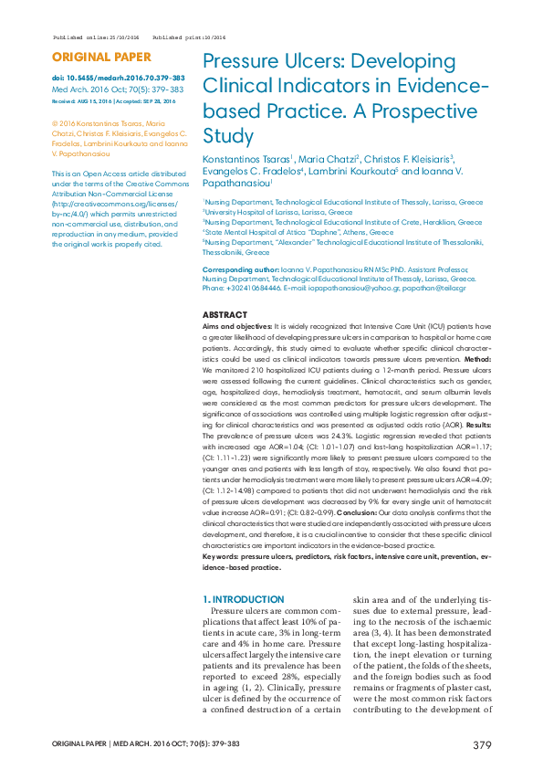 (PDF) Pressure Ulcers: Developing Clinical Indicators in Evidence-based ...