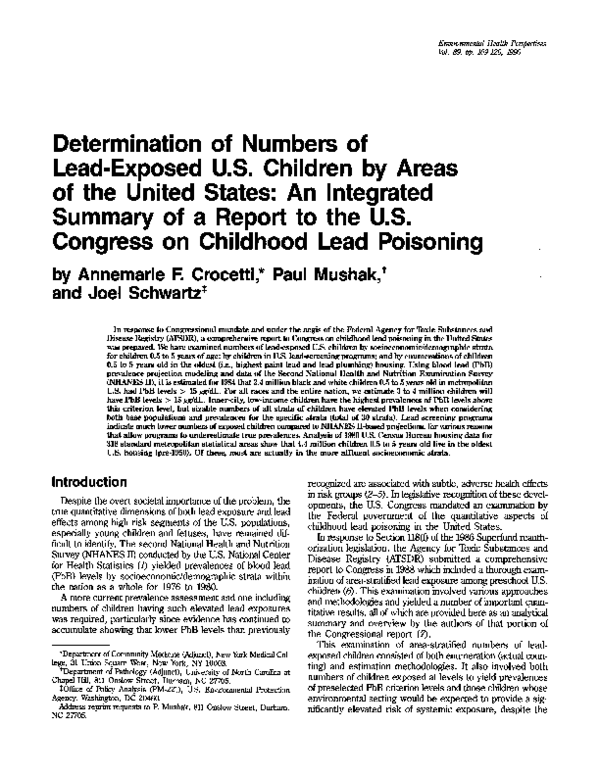 (PDF) Determination of numbers of lead-exposed U.S. children by areas ...