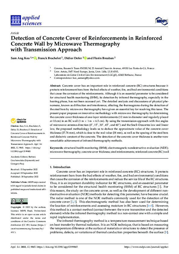 (PDF) Detection of Concrete Cover of Reinforcements in Reinforced Concrete Wall by Microwave ...