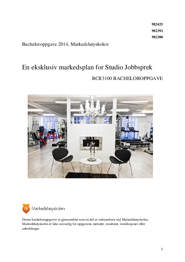 (PDF) En eksklusiv markedsplan for Studio Jobbsprek