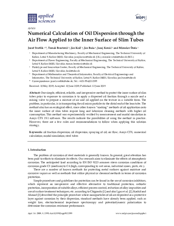 (PDF) Numerical Calculation of Oil Dispersion through the Air Flow ...