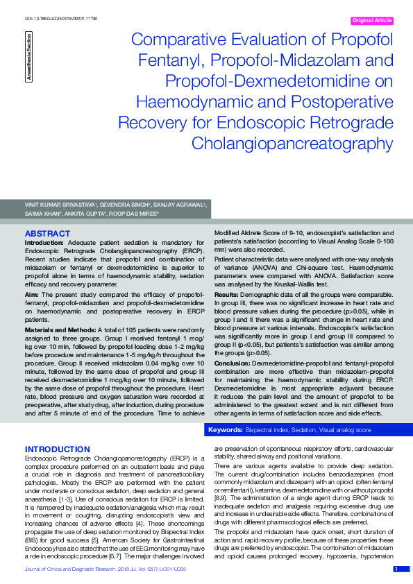(PDF) Comparative Evaluation of Propofol Fentanyl, Propofol-Midazolam ...