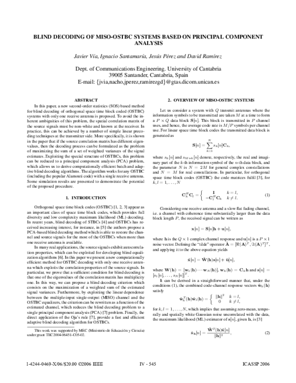(PDF) Blind Decoding of MISO-OSTBC Systems Based on Principal Component ... (PDF) Blind Decoding of MISO-OSTBC Systems Based on Principal Component ...