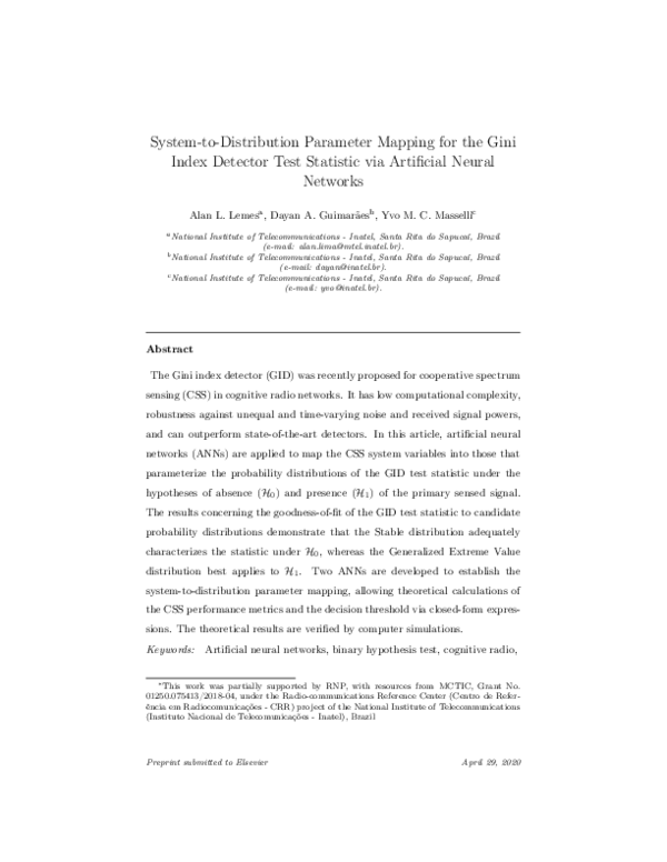 Pdf System To Distribution Parameter Mapping For The Gini Index
