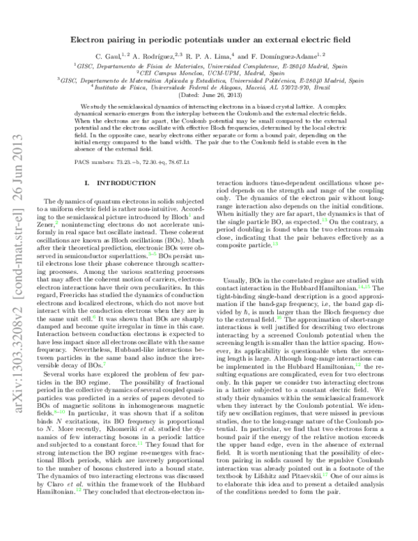 (PDF) Electron pairing in periodic potentials under an external ...