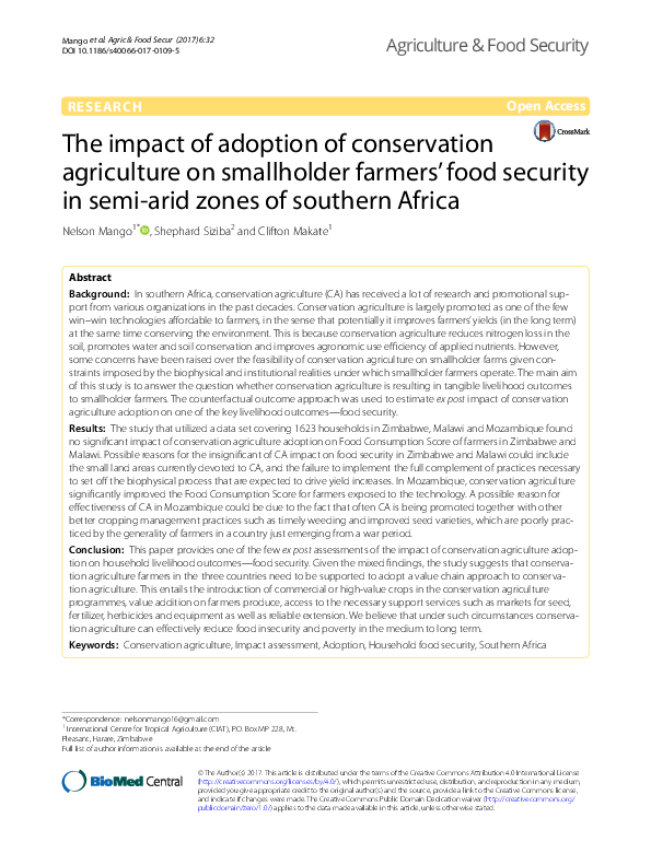 (PDF) The impact of adoption of conservation agriculture on smallholder ...