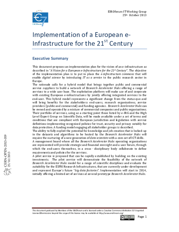 (PDF) European e-Infrastructure Implementation Plan