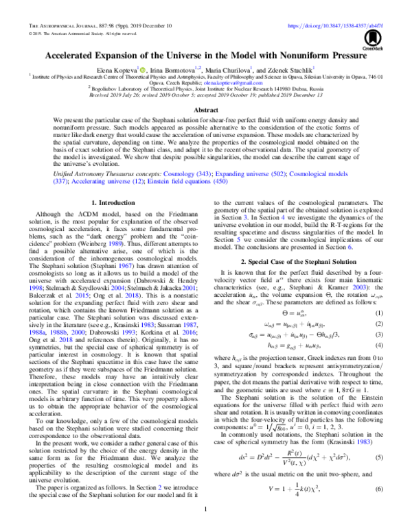 (PDF) Accelerated Expansion of the Universe in the Model with ...