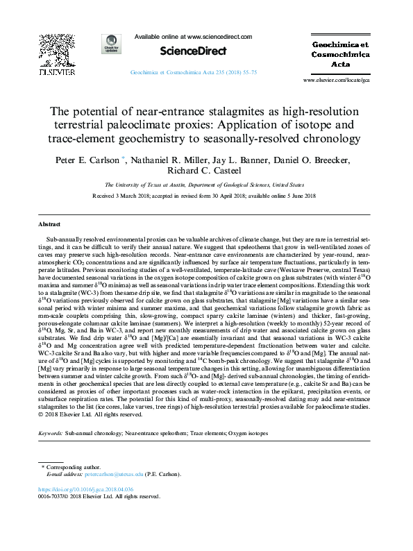 (PDF) The potential of near-entrance stalagmites as high-resolution ...
