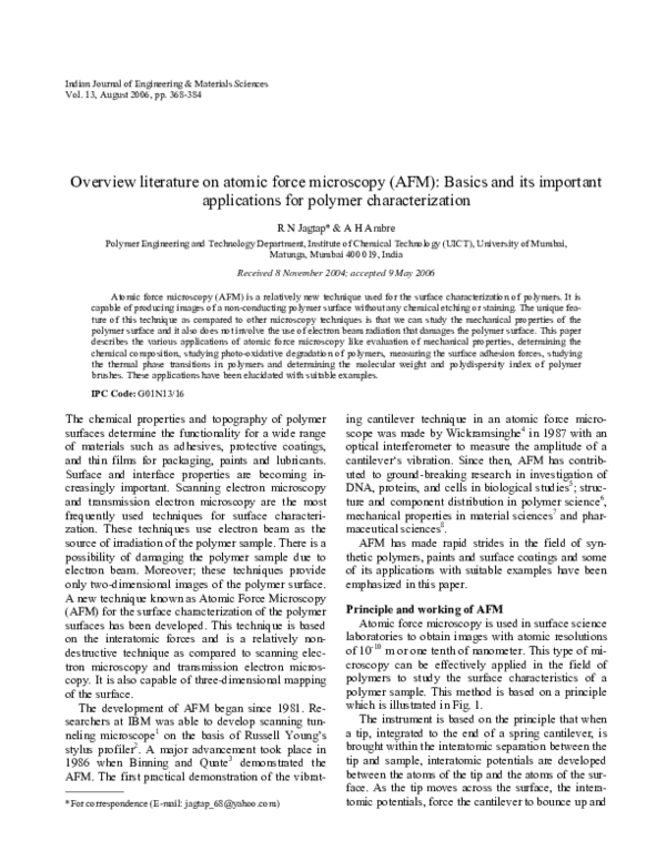(PDF) Overview literature on atomic force microscopy (AFM): Basics and ...