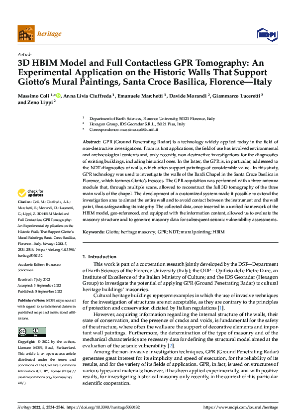 (PDF) 3D HBIM Model and Full Contactless GPR Tomography: An ...