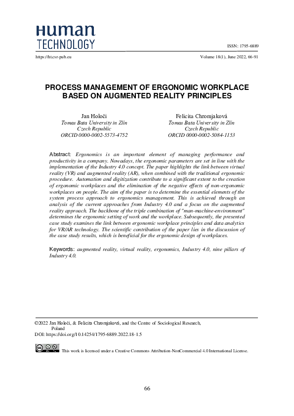 (PDF) Process management of ergonomic workplace based on augmented ...