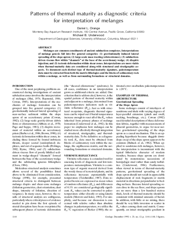 (PDF) Patterns of thermal maturity as diagnostic criteria for ...
