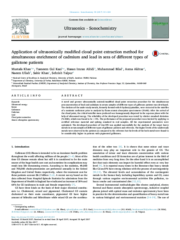 (PDF) Application of ultrasonically modified cloud point extraction method for simultaneous ...