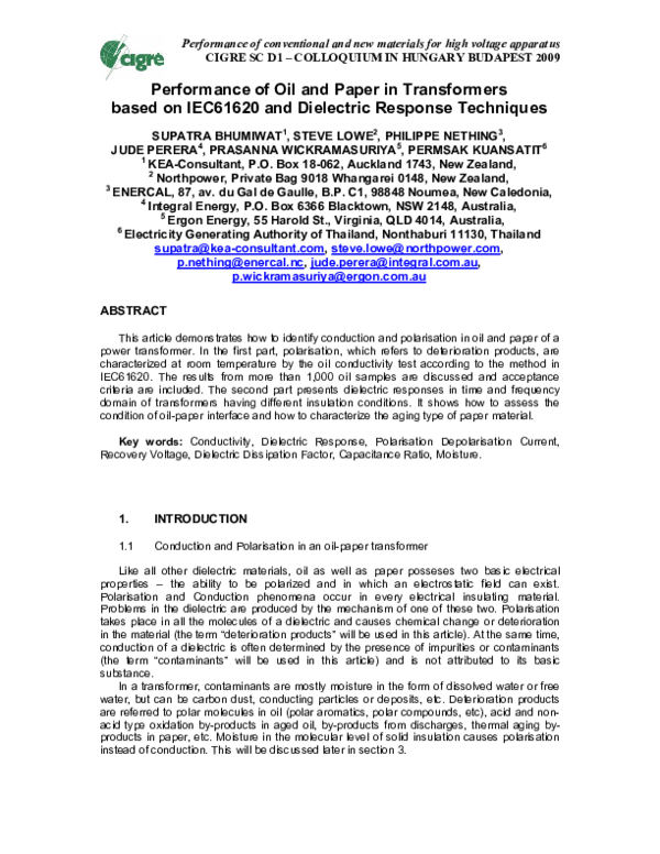(PDF) Performance of oil and paper in transformers based on IEC 61620 ...