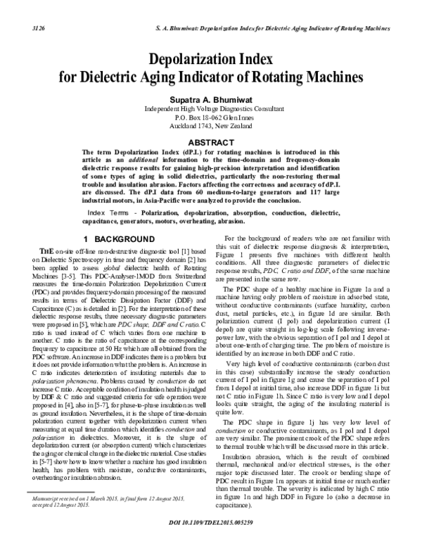 (PDF) Depolarization index for dielectric aging indicator of rotating ...