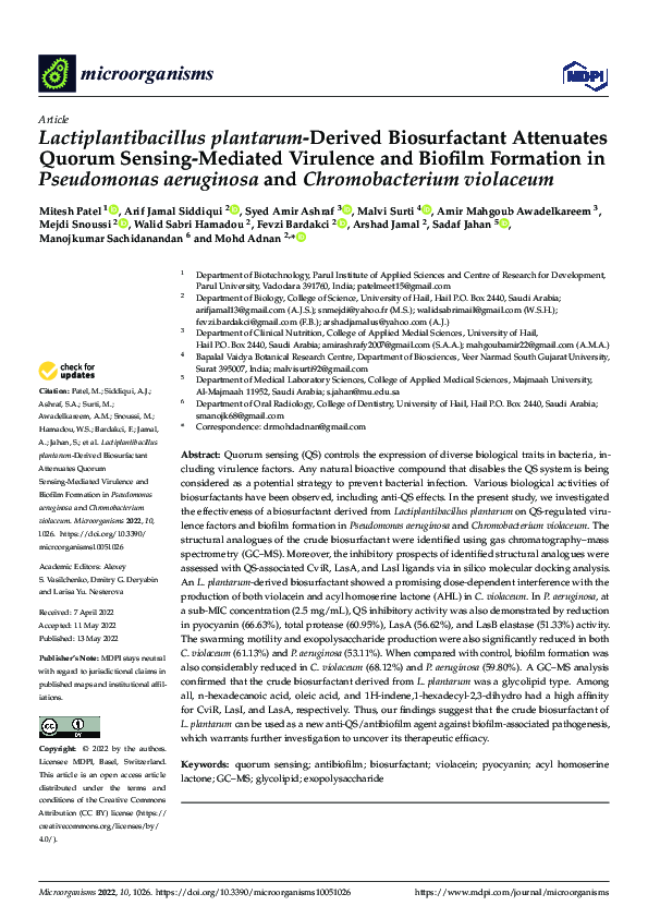 (PDF) Lactiplantibacillus plantarum-Derived Biosurfactant Attenuates ...