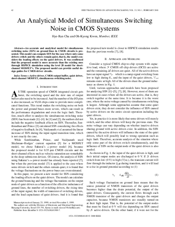 (PDF) An analytical model of simultaneous switching noise in CMOS systems